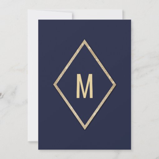 Gold Navy Blue Faux Glitter Sequin Graduation Invitation | Zazzle
