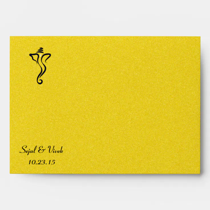Gold Navy Blue Ganesh Hindu Indian Wedding Custom Envelope | Zazzle