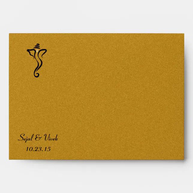 Gold Navy Blue Ganesh Hindu Indian Wedding Custom Envelope | Zazzle