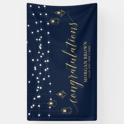 Gold & Navy Blue Modern Congratulations Banner | Zazzle