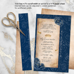 Gold Navy Blue Quinceanera DIY Scroll Invitations | Zazzle