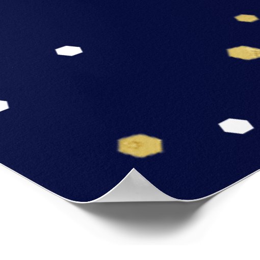 Gold & Navy Confetti 95th Birthday Party Welcome Poster | Zazzle