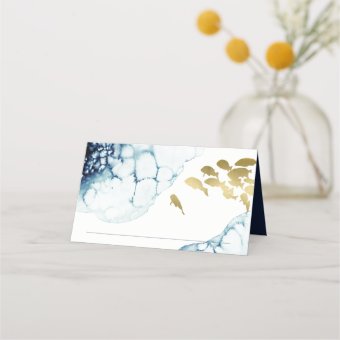GOLD NAVY UNDERWATER SEA FISH FIRST HOLY COMMUNION PLACE CARD | Zazzle