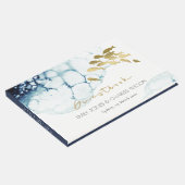 GOLD NAVY UNDERWATER SEA FISH WATERCOLOR WEDDING GUEST BOOK | Zazzle