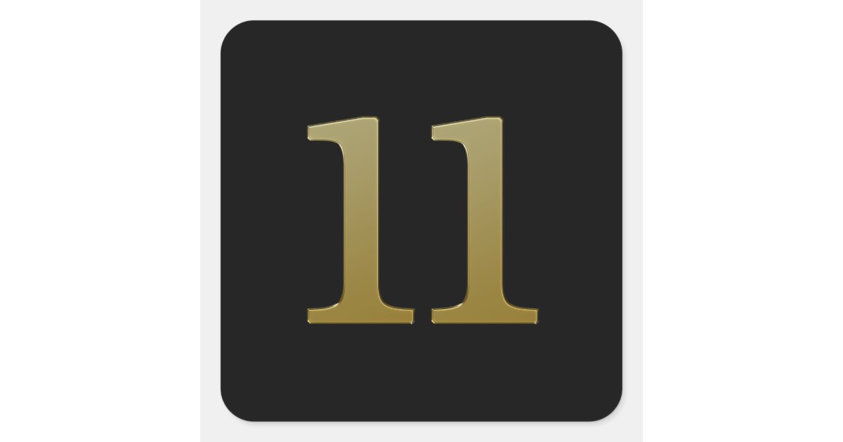 Gold Number 11 Square Sticker | Zazzle