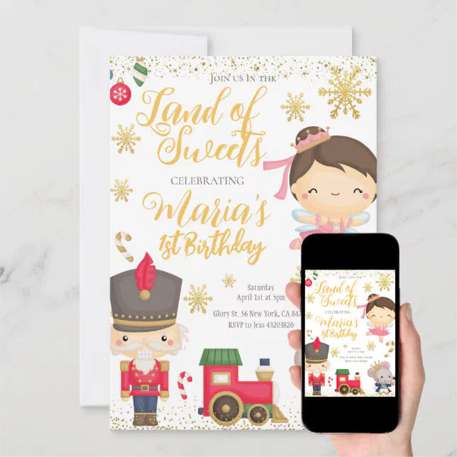 Gold Nutcracker Land Of Sweets Birthday Invitation Zazzle