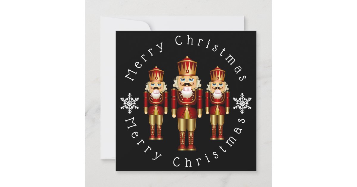 Gold Nutcrackers Personalize Christmas Card | Zazzle