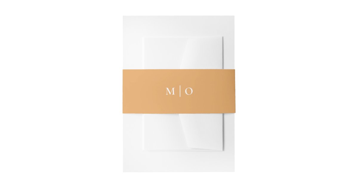 Gold Ochre Fall Wedding | Minimalist Initials Invitation Belly Band ...