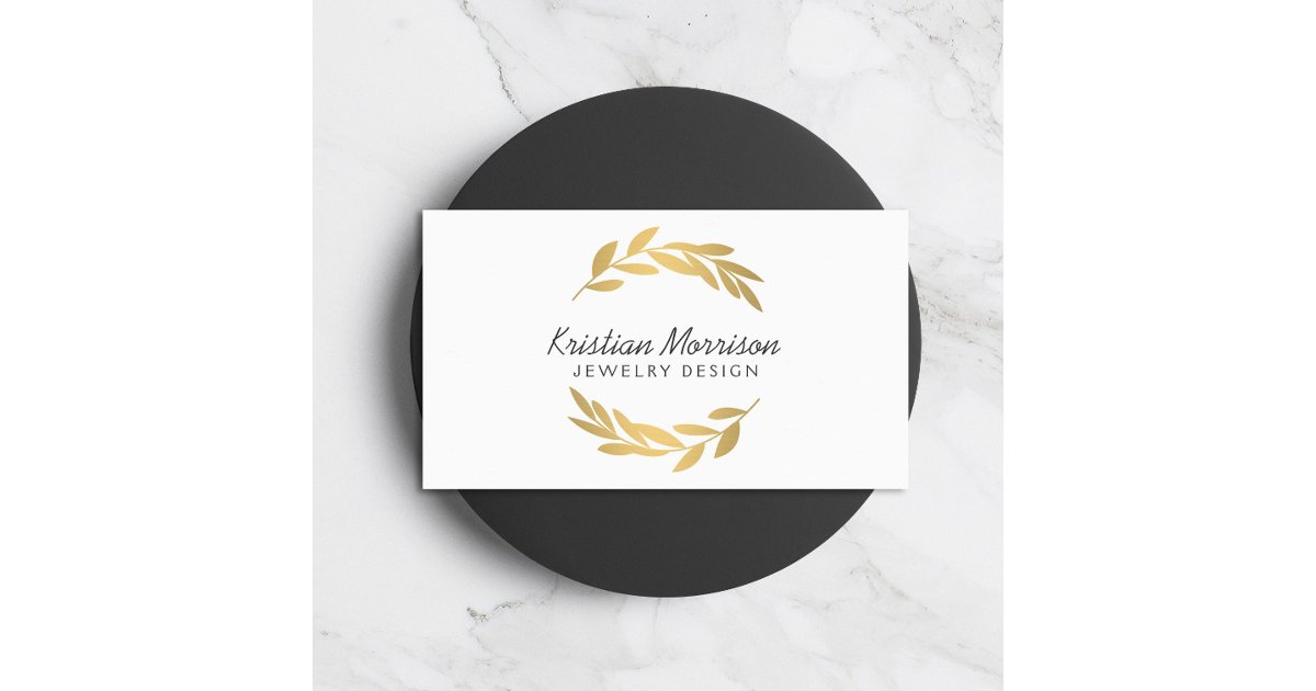 Gold Olive Branch Wreath Logo Business Card | Zazzle