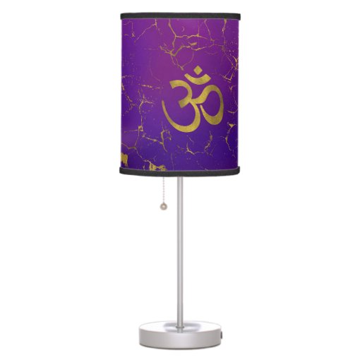 Gold OM symbol - Aum, Omkara on Purple/Indigo Table Lamp | Zazzle