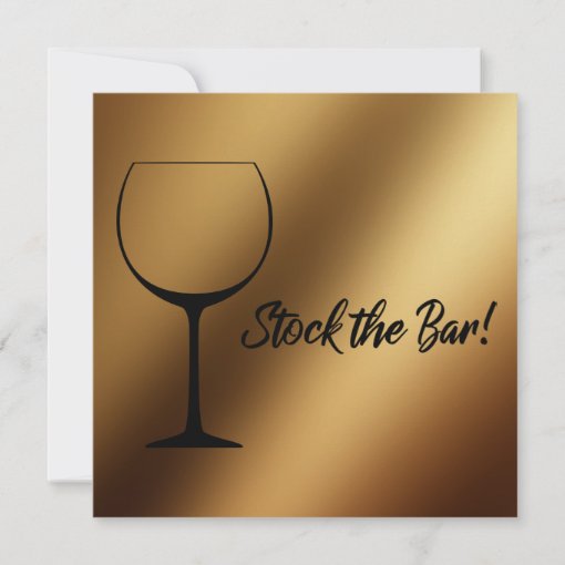 Gold Ombre & Black Stock the Bar Couples Shower Invitation | Zazzle