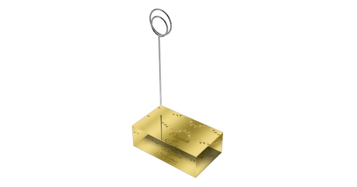 Gold on Gold Elegant Gradient Wedding Table Place Card Holder | Zazzle