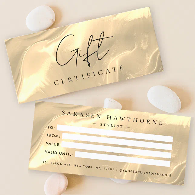 Gold Opal Stone Background Gift Certificate Card | Zazzle