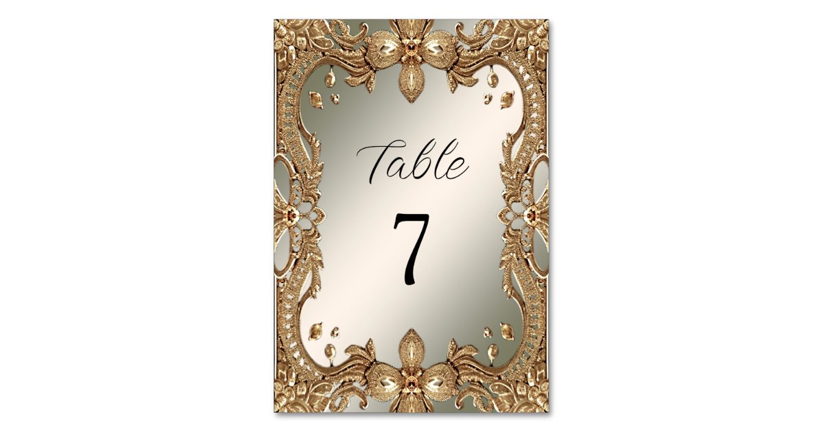 Gold Ornate Frame Table Number | Zazzle