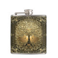 Gold Ornate Tree of Life Ancient Rustic Flask | Zazzle