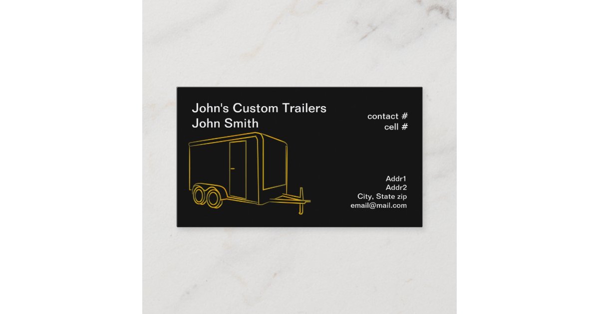 Gold outline cargo trailer business card | Zazzle
