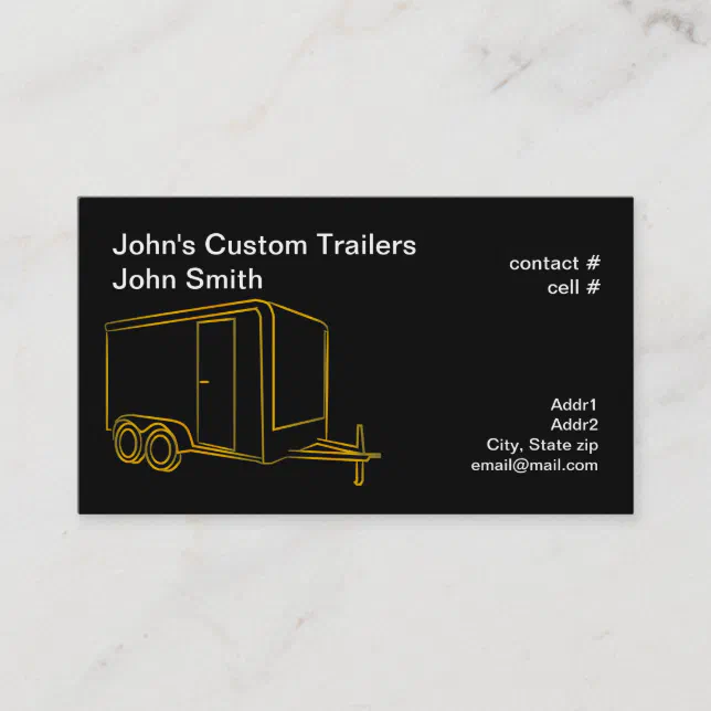 Gold outline cargo trailer business card | Zazzle