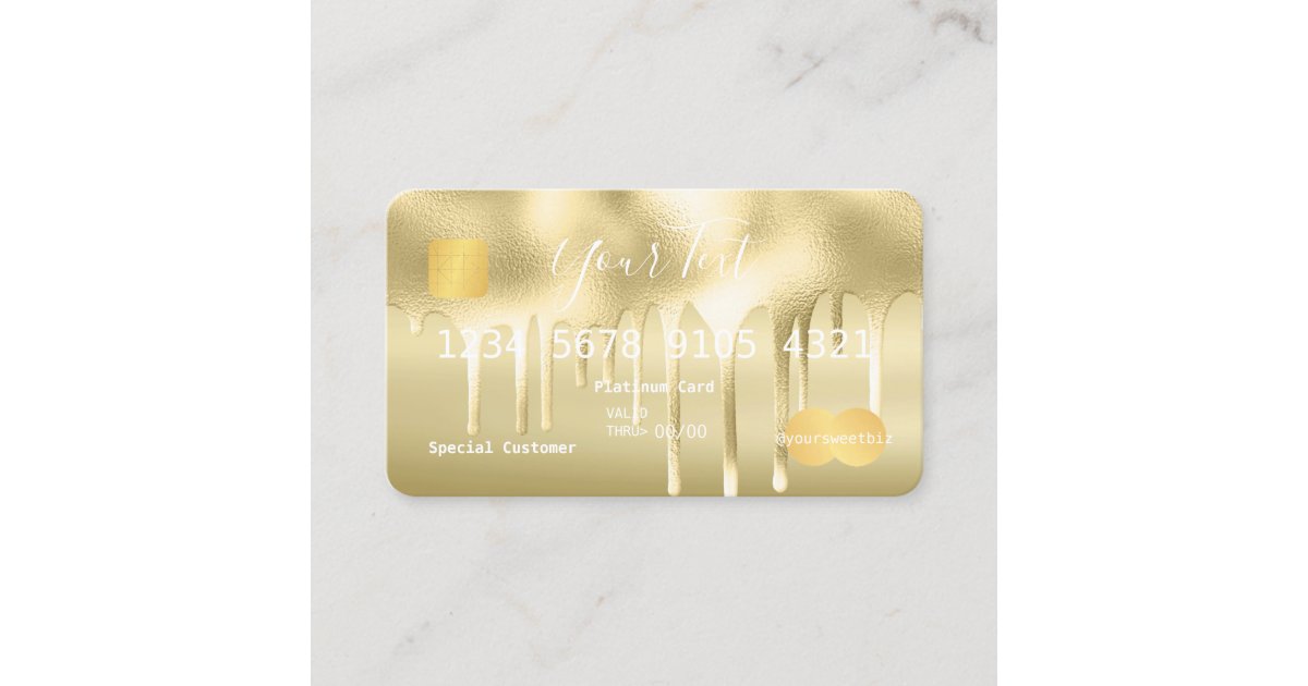 Gold Paint Drip Credit Business Card | Zazzle