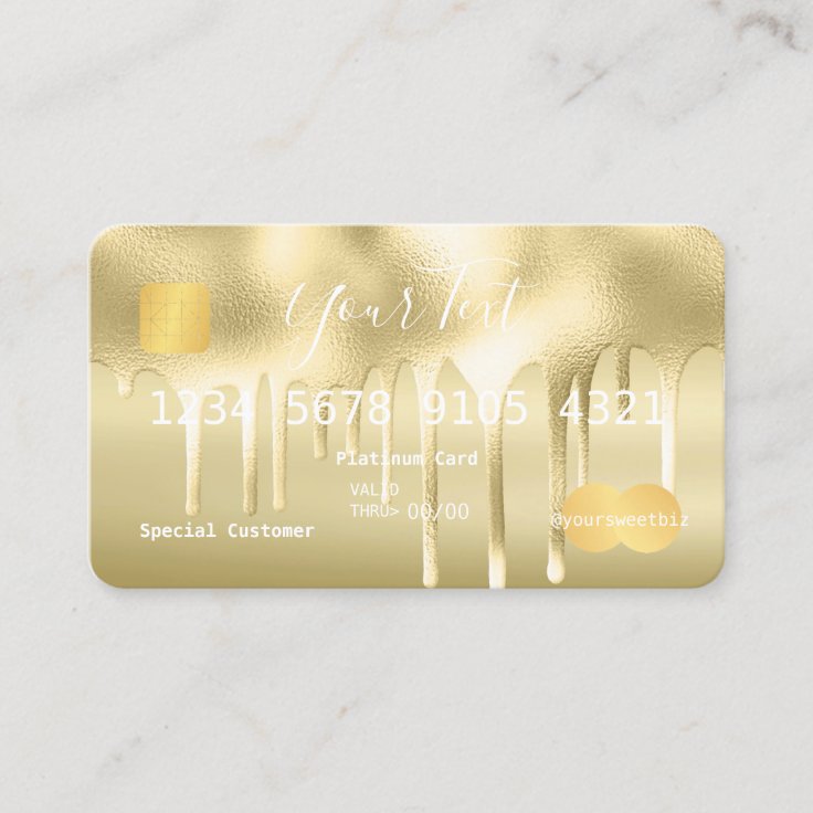 Gold Paint Drip Credit Business Card | Zazzle