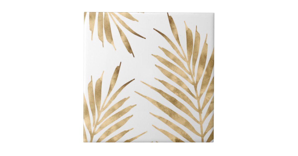 Gold Palm Fronds Ceramic Tile | Zazzle