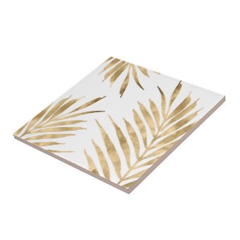 Gold Palm Fronds Ceramic Tile | Zazzle