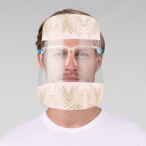 Gold Palm Tree Leaves Blush Pink Face Shield | Zazzle