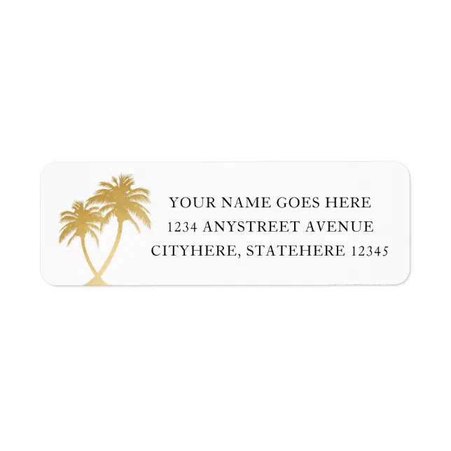 Gold Palm Tree Tropical Island Beach Address Label | Zazzle