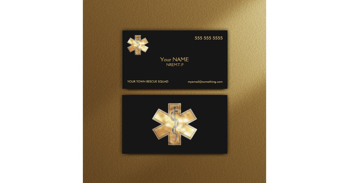 Gold Paramedic EMT EMS Business Card | Zazzle