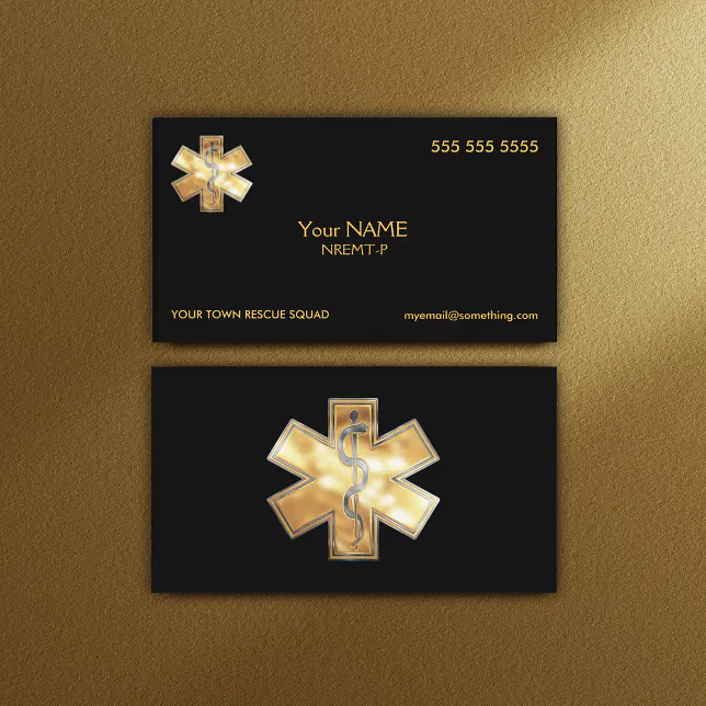 Gold Paramedic EMT EMS Business Card | Zazzle
