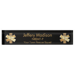 Gold Paramedic EMT EMS Name Plate | Zazzle
