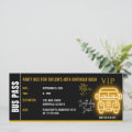 Gold Party Bus Pass Ticket VIP Milestone Birthday Invitation | Zazzle