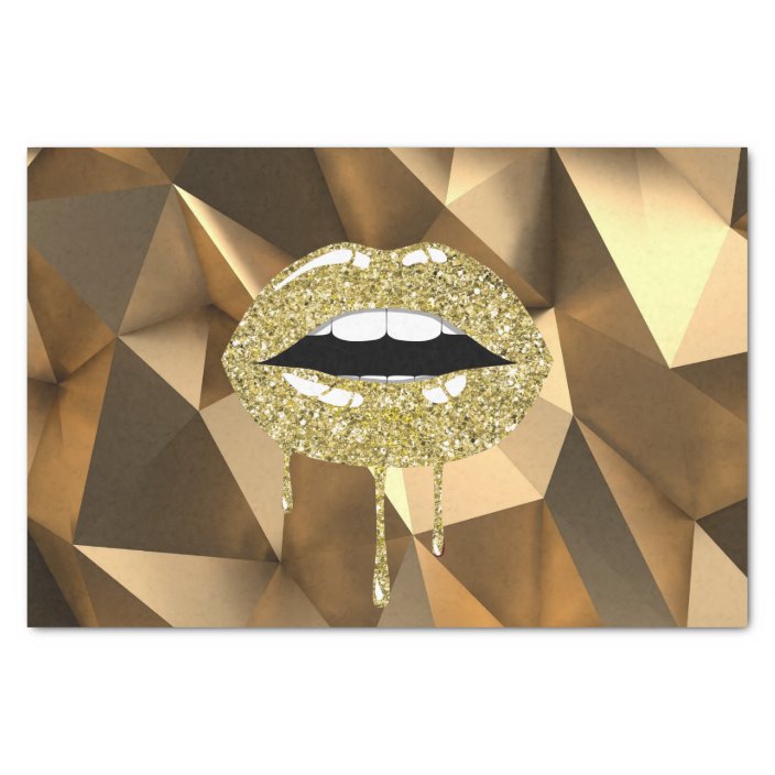 Gold Party Luxury Glam Glitter Drip Dripping Lips Tissue Paper | Zazzle.com
