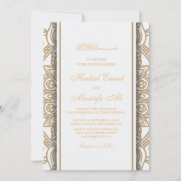 gold pattern nikah muslim wedding invitation | Zazzle