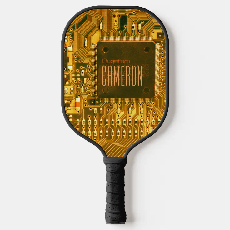 Gold PCB Printed Circuit Board Microchip Custom Pickleball Paddle | Zazzle