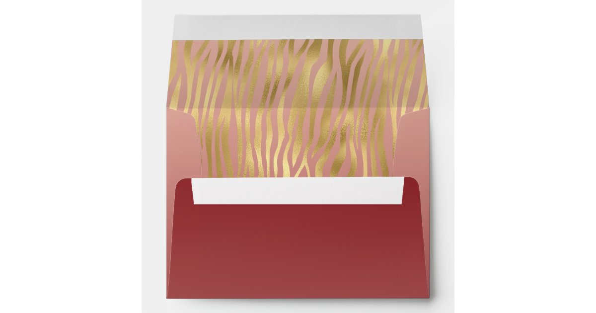 Gold Peach Red Zebra Stripes Envelope | Zazzle