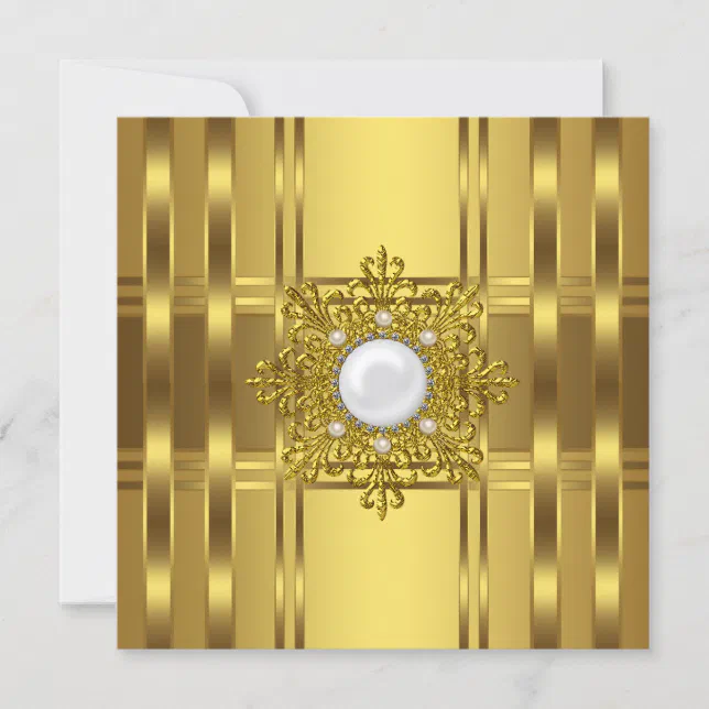 Gold Pearl All Occasion Party Invitation | Zazzle