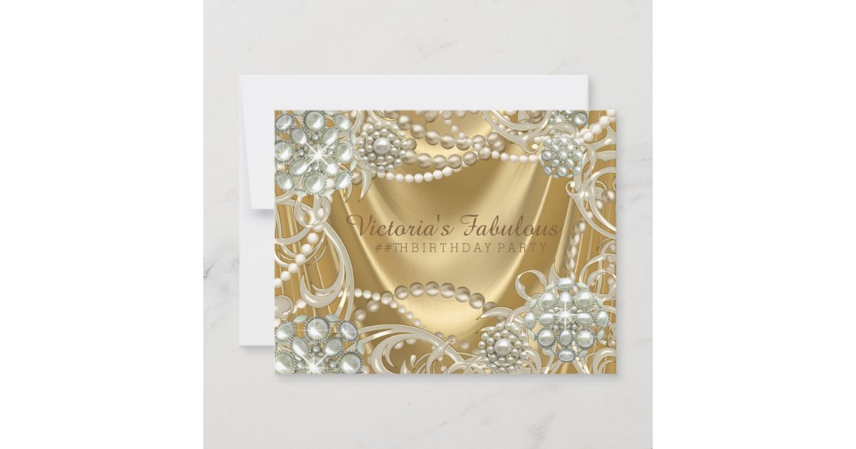Gold Pearl Birthday Party Invitation | Zazzle