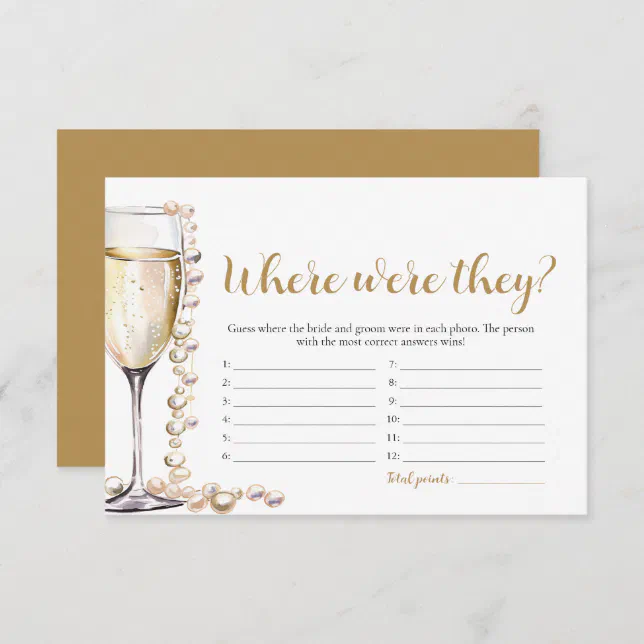 Gold Pearls and Prosecco Where Were They Game Enclosure Card | Zazzle