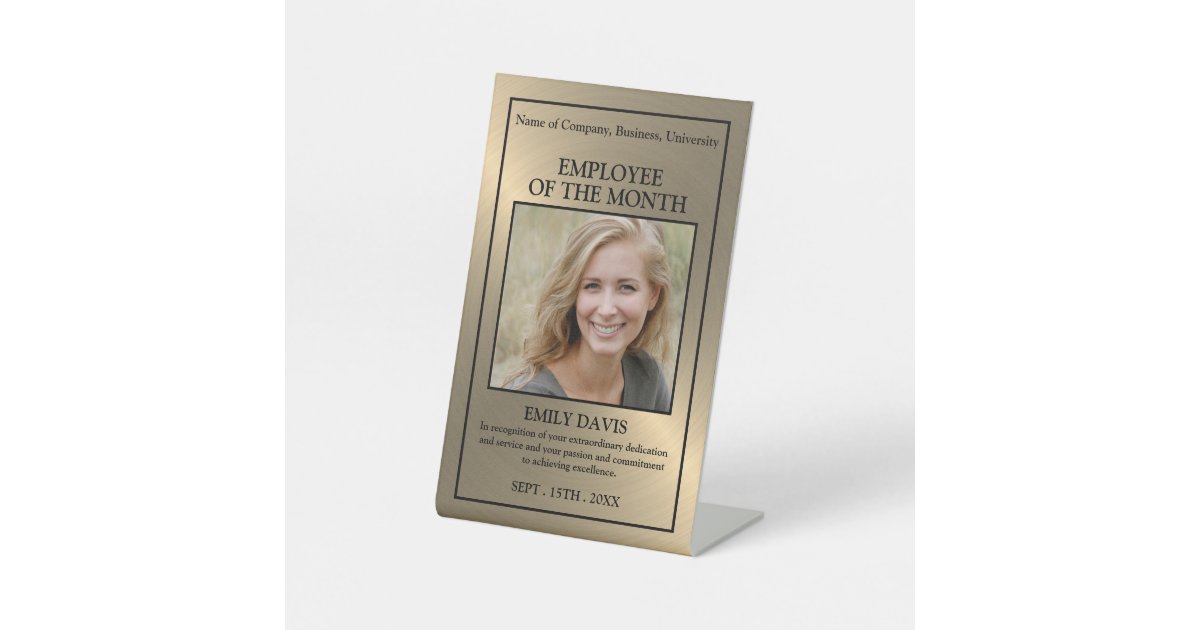 Gold/Personalized Photo - Employee Award Pedestal Sign | Zazzle