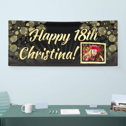 Gold Photo 18th Birthday Party Decoration Banner | Zazzle