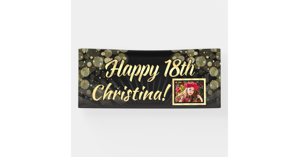 Gold Photo 18th Birthday Party Decoration Banner | Zazzle