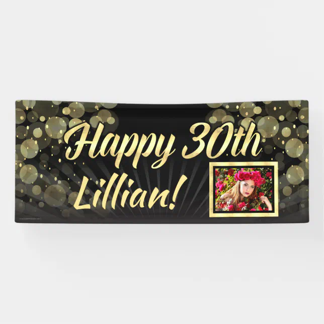 Gold Photo 30th Birthday Party Decoration Banner | Zazzle