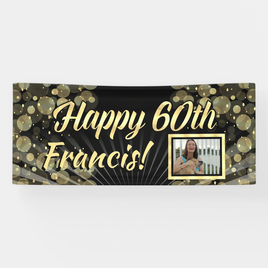 Gold Photo 60th Birthday Party Banner | Zazzle