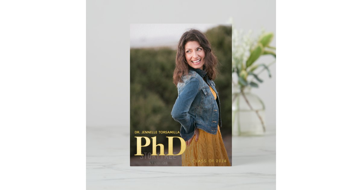 Gold Photo PhD Graduation Announcement | Zazzle
