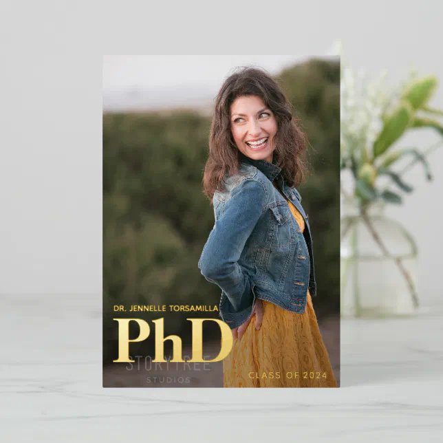 Gold Photo PhD Graduation Announcement | Zazzle