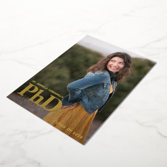Gold Photo PhD Graduation Announcement | Zazzle