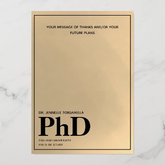 Gold Photo PhD Graduation Announcement | Zazzle
