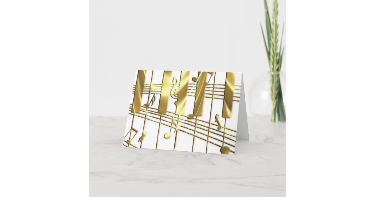 Gold Piano Keyboard Card | Zazzle
