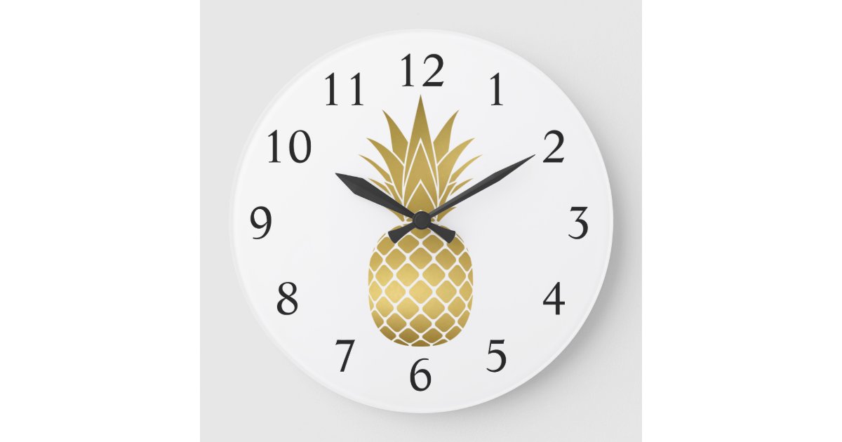 Gold Pineapple Large Clock | Zazzle