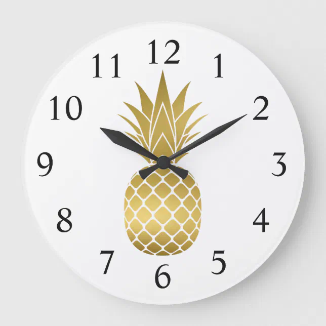 Gold Pineapple Large Clock | Zazzle